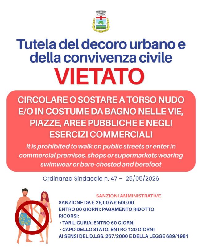 Arenzano, stop a torso nudo e costume in centro: multe e cosa prevede l ...
