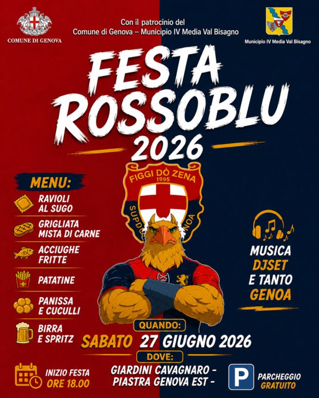 Festa rossoblù 2026 dei Figgi dö Zena: stand gastronomici, musica e ...